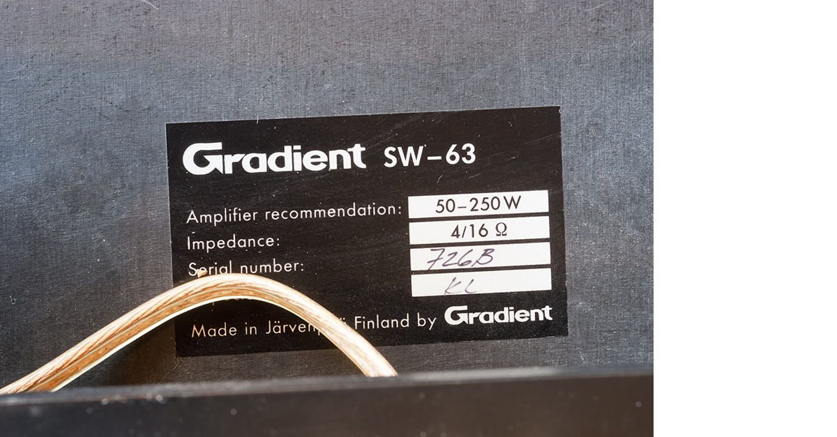 Gradient SW-63 Dedicated Dipole Subwoofer ... For Sale | Audiogon