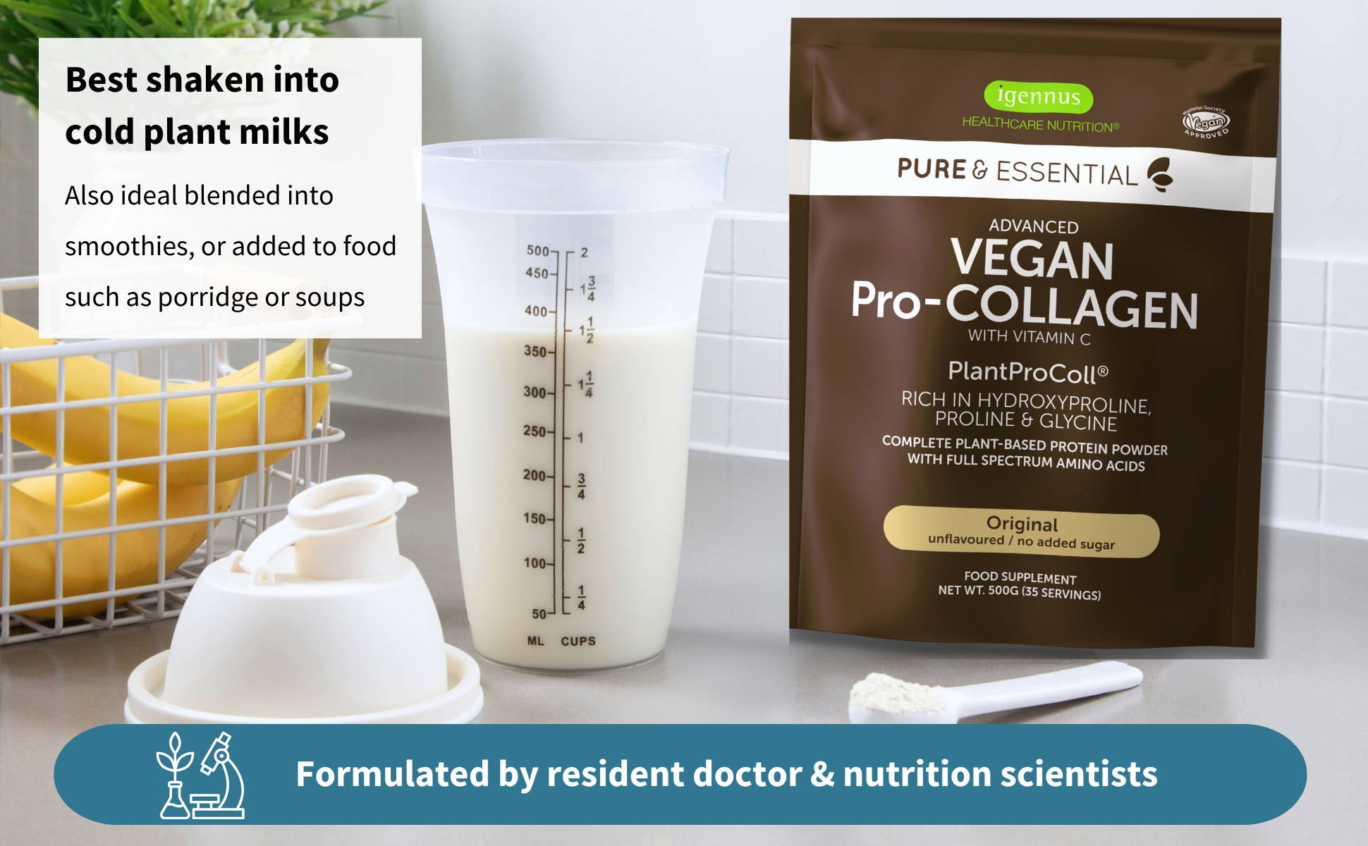 Vegan Pro-Collagen Protein Powder, Enhanced with Glycine, Proline & Hy ...