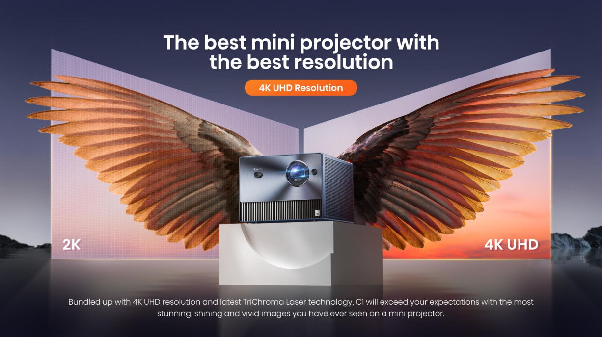 Hisense C1 4K Smart Laser Mini Projector 60"-300" - HiFiCorp