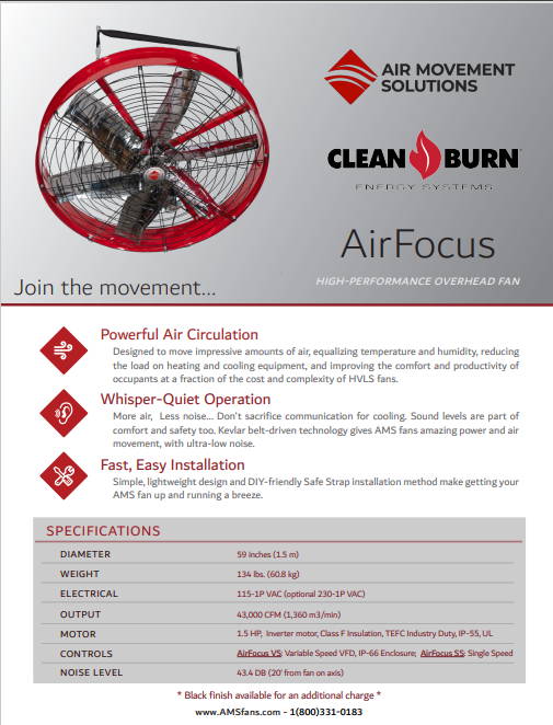 [Catalog] Air Movement Solutions Clean Burn AirFocus Overhead Fan ...