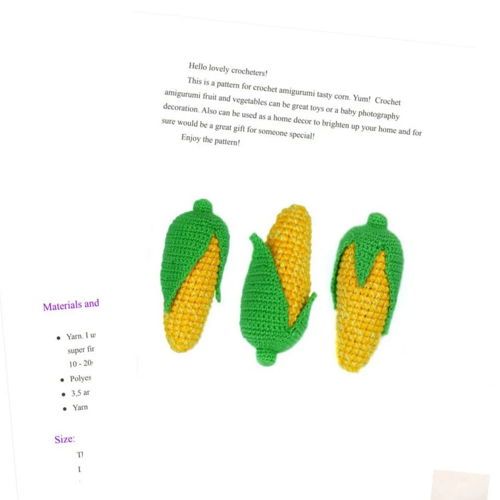 Easy CORN Crochet Pattern - Farmhouse Crochet Food Pattern Play Food ...