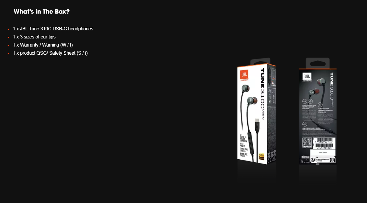 JBL T310C USB Type-C In-ear Wired -Black