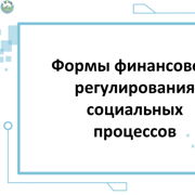 Формы финансового регулирования социальных процессов — Шаг 1 — Stepik