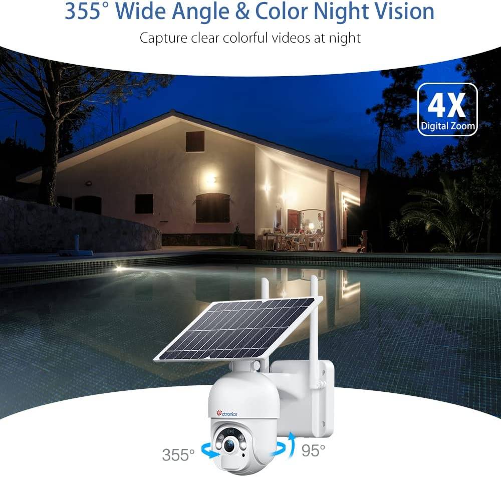 Ctronics 3G/4G LTE Solar Surveillance Camera on 14400mAh Battery, 4G ...