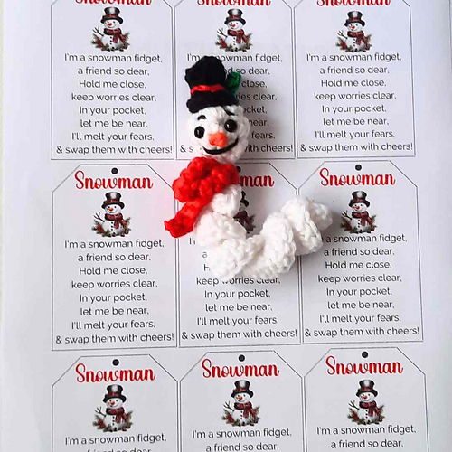 Easy Snowman Worry Worm Crochet Pattern