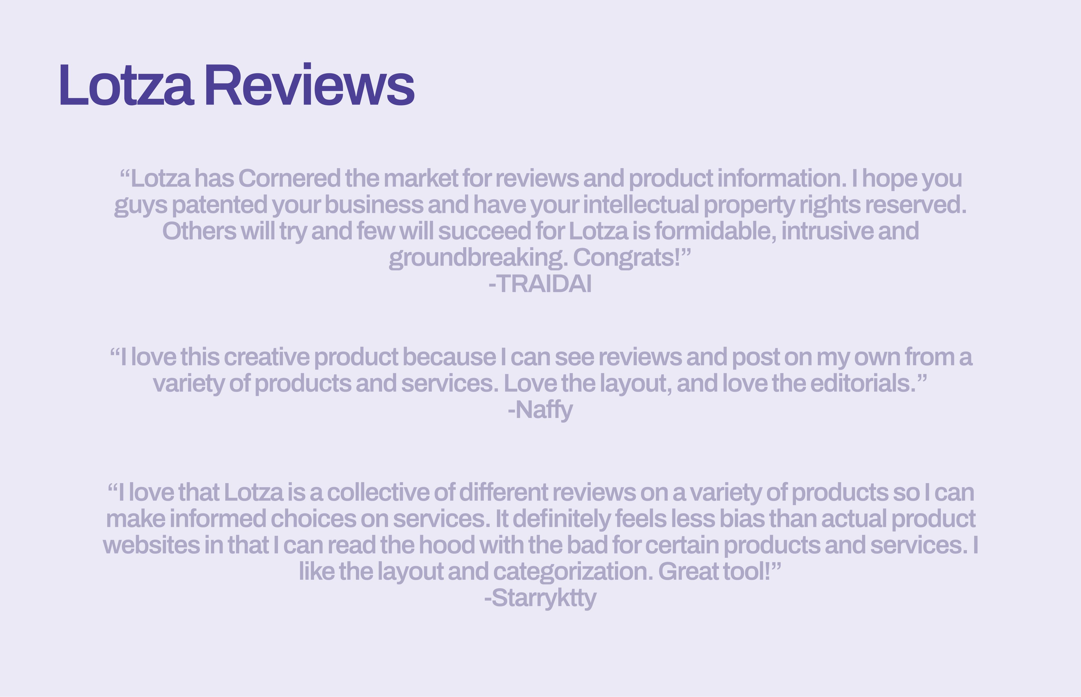 Invest in Lotza: Revolutionizing online reviews. The first no-star ...