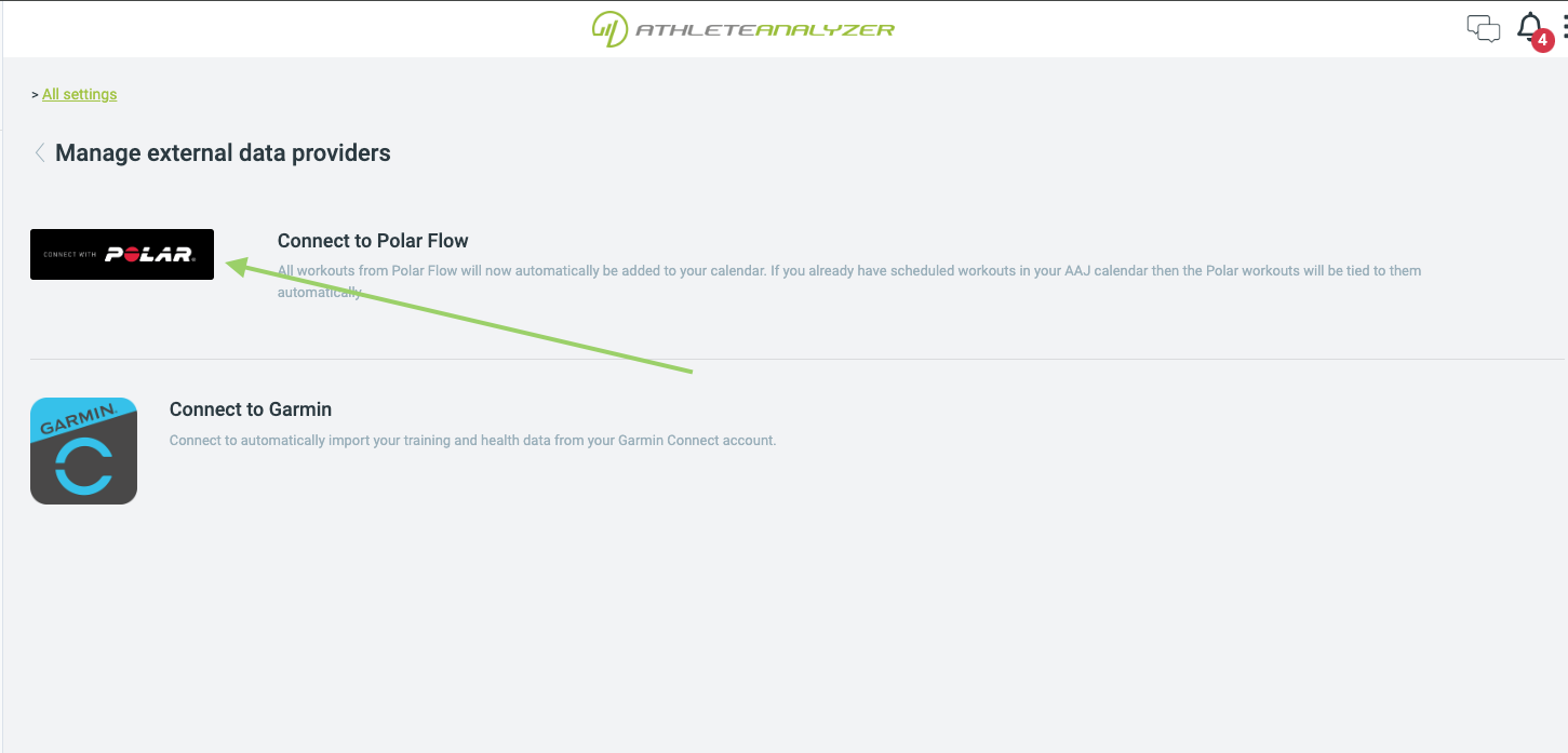 Connect your Polar account to Athlete Analyzer