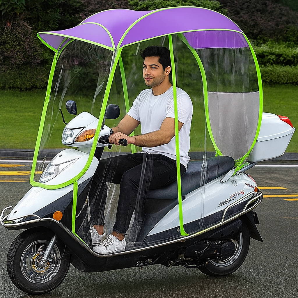 Two Wheeler Shelter (Protection Against Cold, Wind, Rain, Sun & Du ...