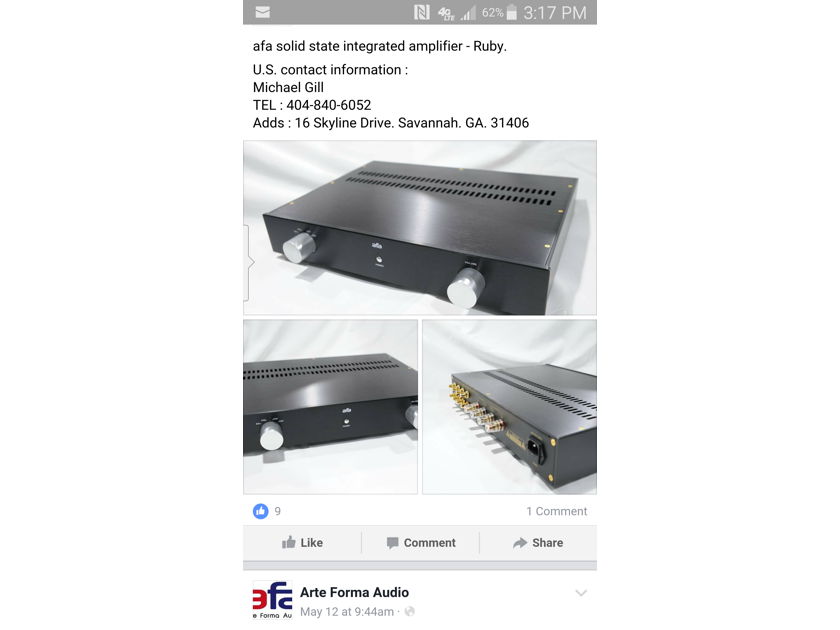 Arte Forma Audio Ruby Award winning 75 wpc... For Sale | Audiogon