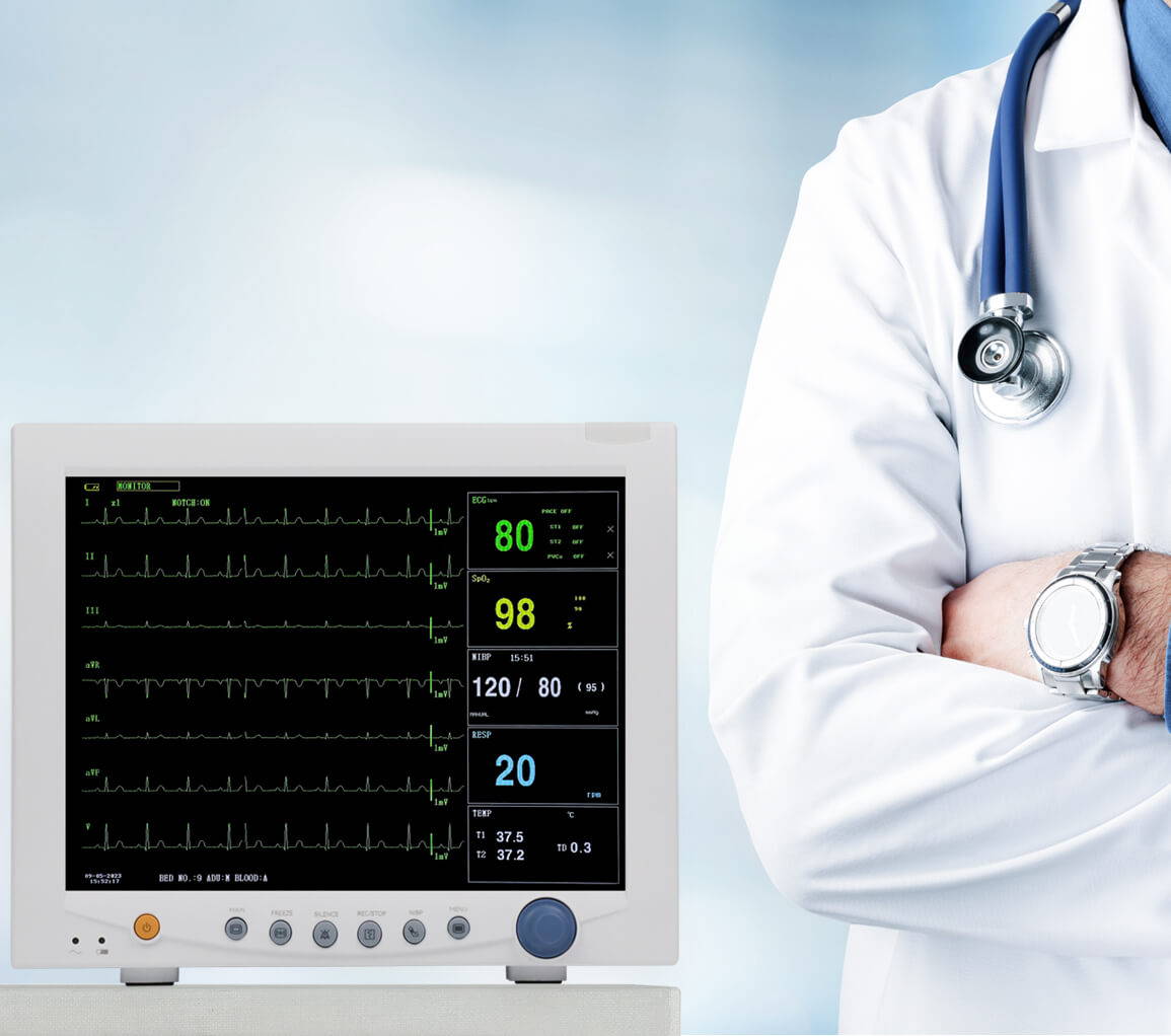 12-Inch Patient Monitor (FDA-Cleared), EtCO2, ECG, Oxygen Saturation ...