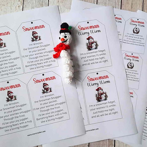 Easy Snowman Worry Worm Crochet Pattern