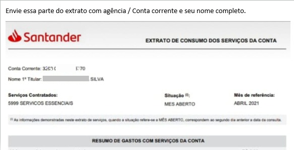 Dados bancários - Santander