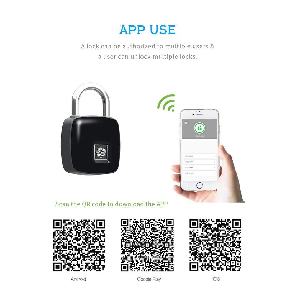 Smart Fingerprint Lock Bluetooth Remotr Unlocked Biometric Security ...