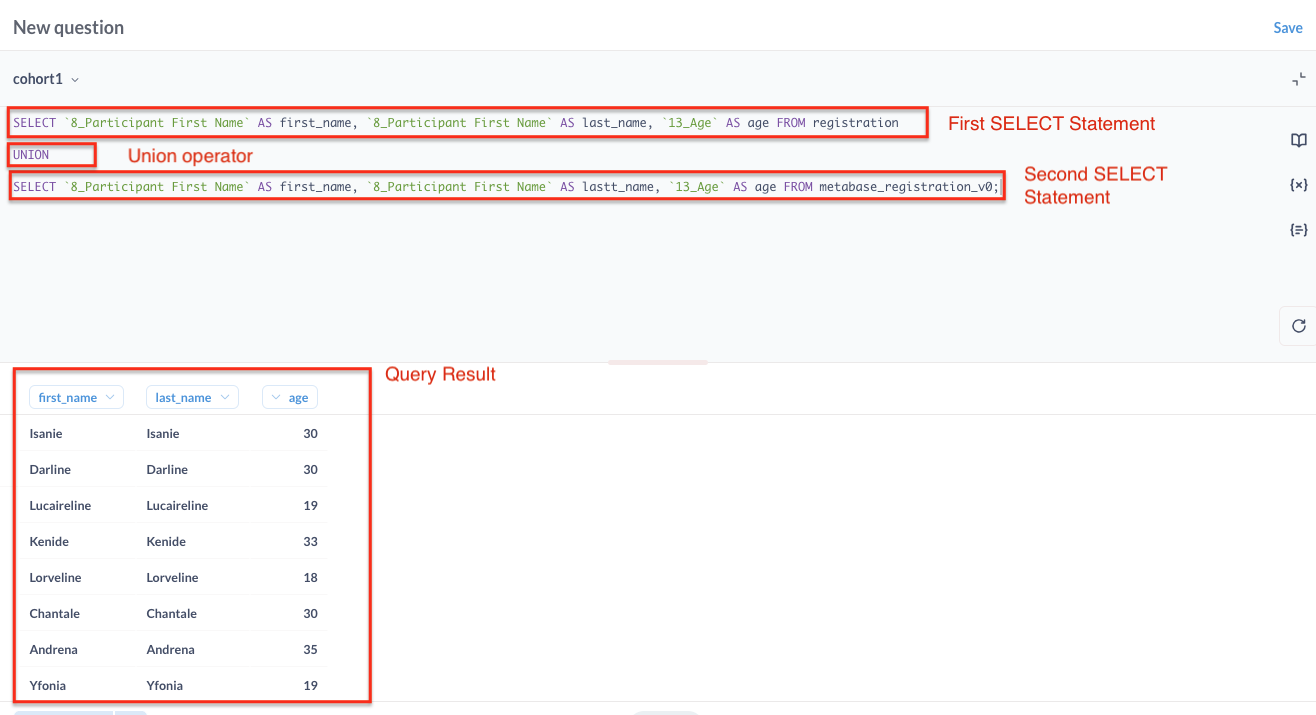SELECT Statement with UNION operator