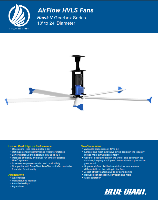 [Catalog] Blue Giant AirFlow HVLS Fans Hawk V Gearbox Series – NorTex ...