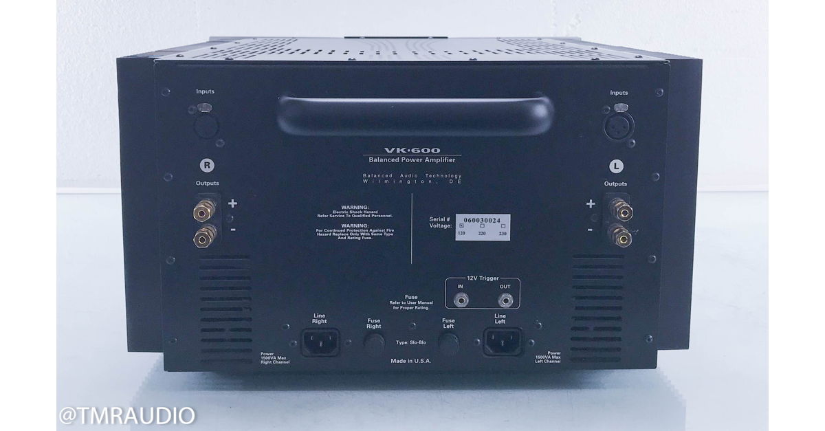 BAT VK-600SE Stereo Power Amplifier; VK600... For Sale | Audiogon